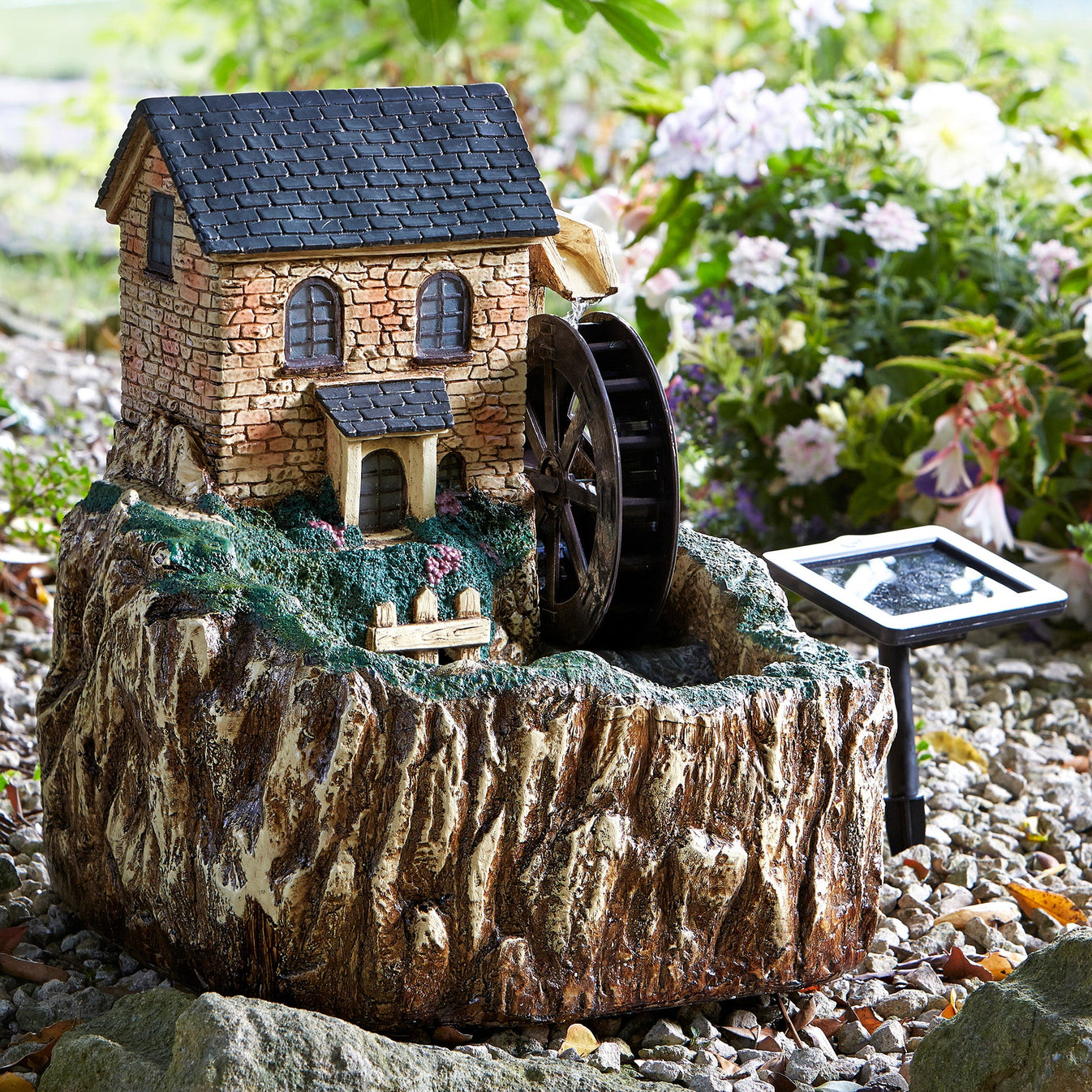 Smart Solar - Solar Water Mill Water Feature with Lights
