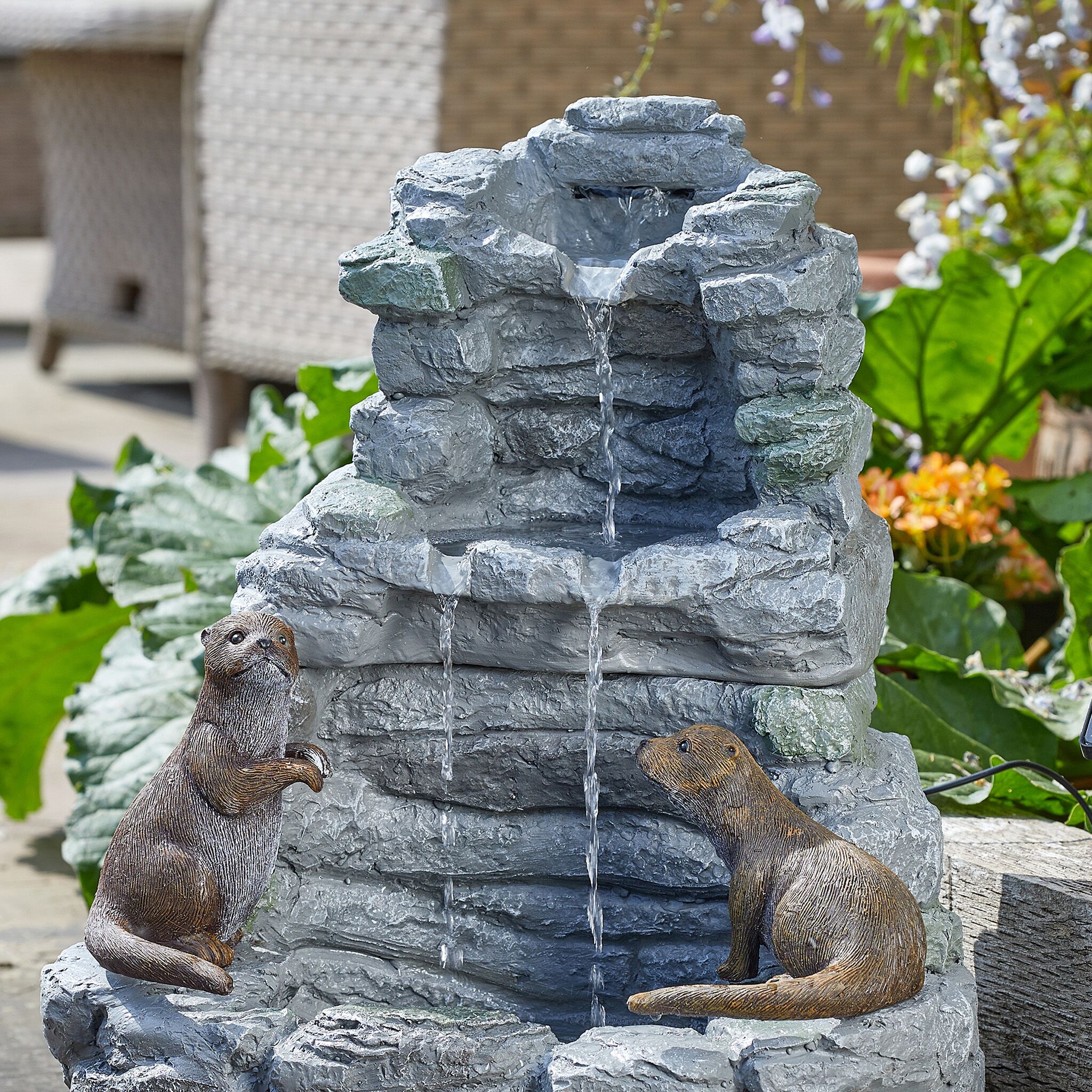 Smart Solar - Otter Falls Hybrid Solar Power Water Feature